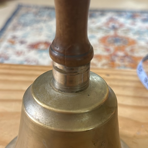 Vintage | Accents | Vintage Large Turned Wooden Handle Brass Handheld ...